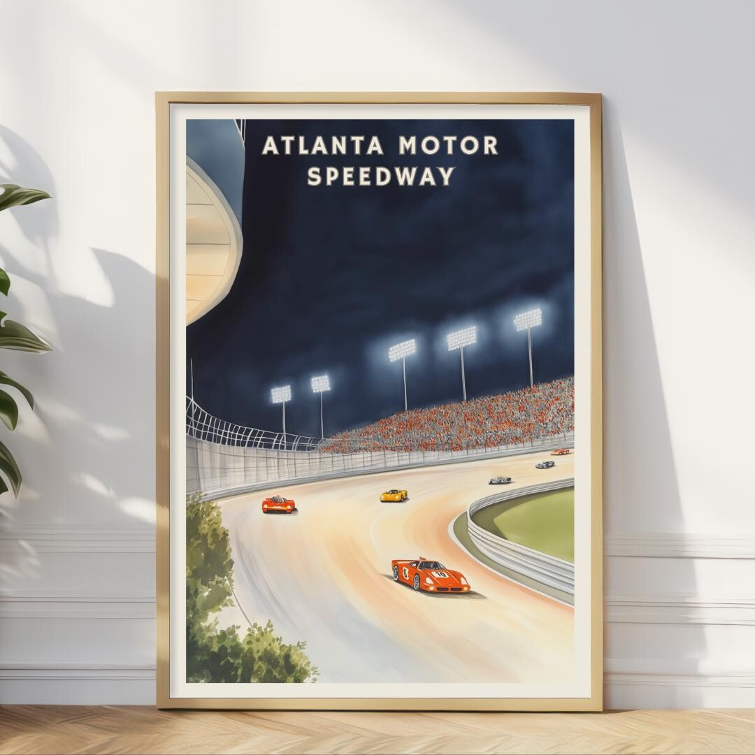Atlanta Motor Speedway Poster, Night Racing Wall Art, Motorsports Decor ...