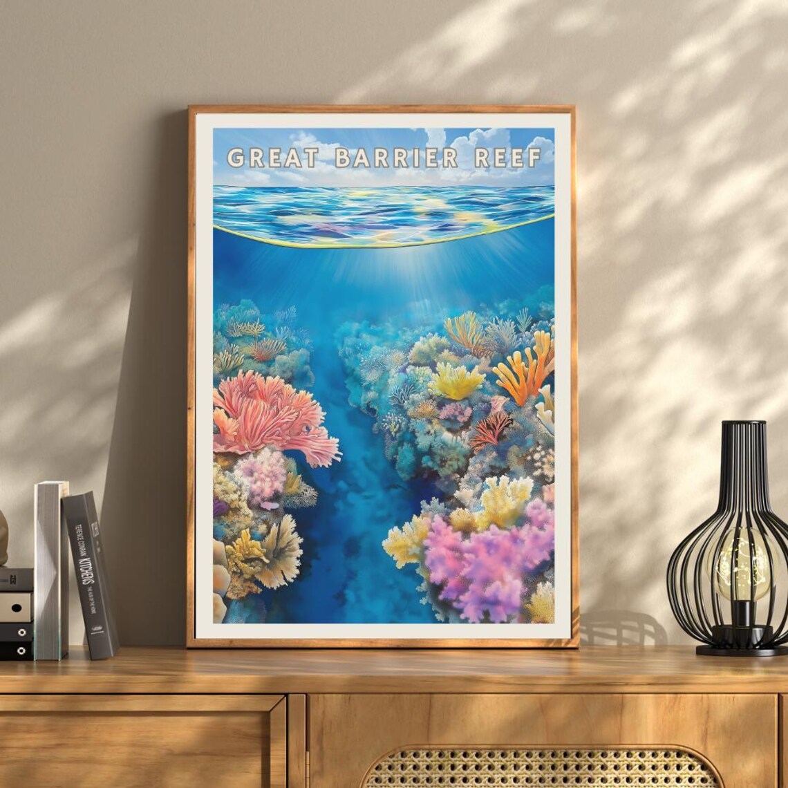 Great Barrier Reef Poster, Underwater Coral Wall Art, Ocean Marine Life ...