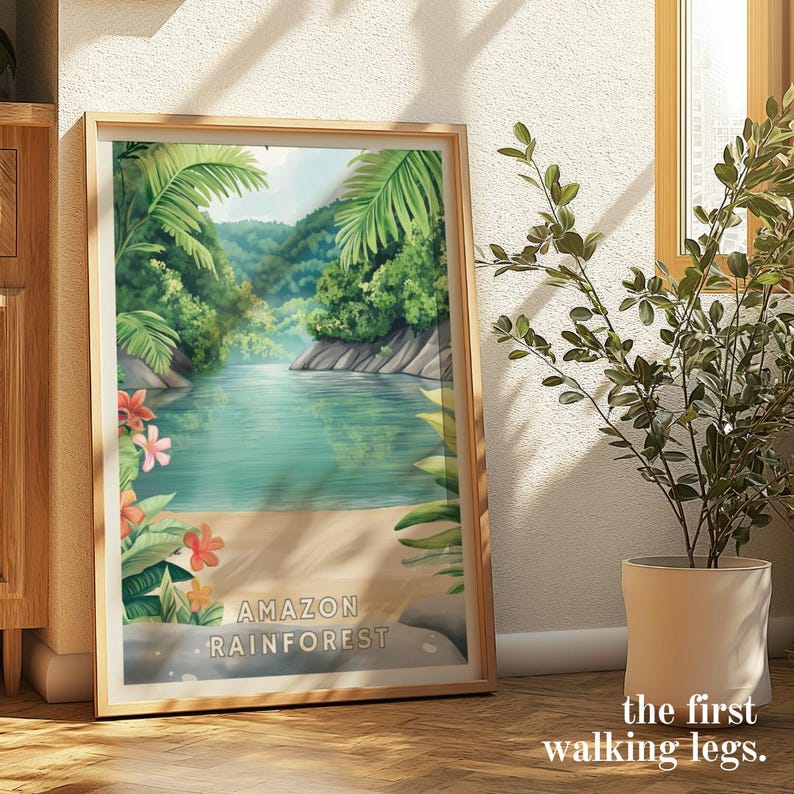 Amazon Rainforest Poster, Tropical Jungle Wall Art, Scenic River Print ...