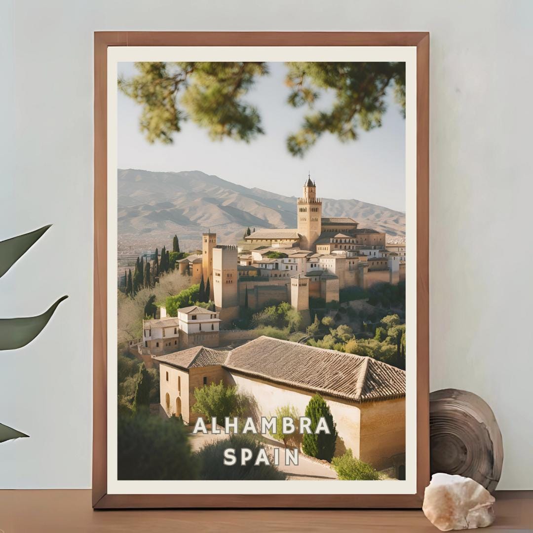 Alhambra Spain Poster, Granada Wall Art, Historic Architecture Print ...