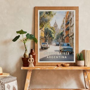Buenos Aires Argentina Travel Wall Art, City Street Scene, Urban Architecture Poster, Latin ...