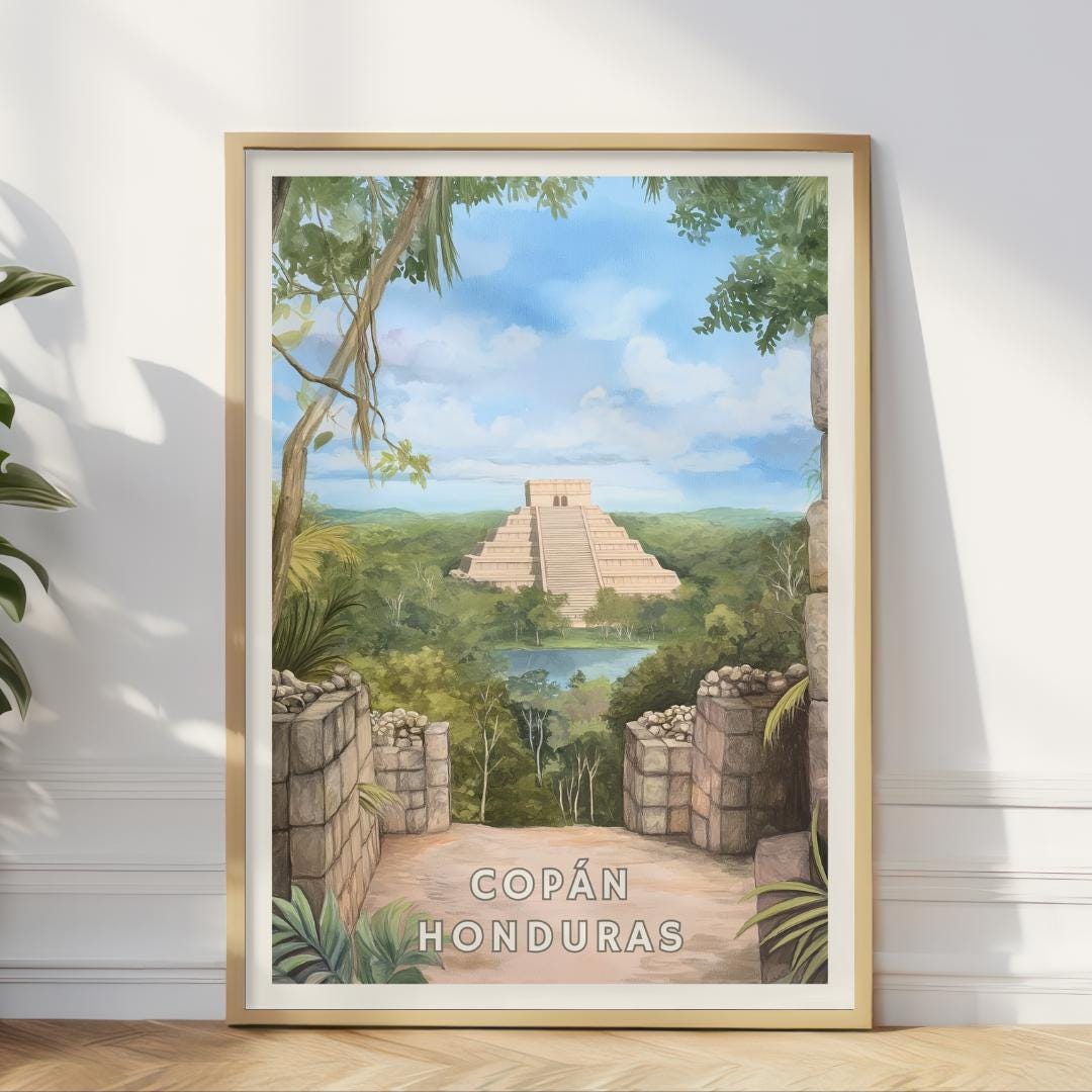 Mayan Ruins Print: Copán Honduras Temple Landscape Art - Etsy