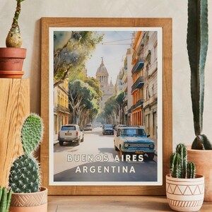 Buenos Aires Argentina Travel Wall Art, City Street Scene, Urban Architecture Poster, Latin ...