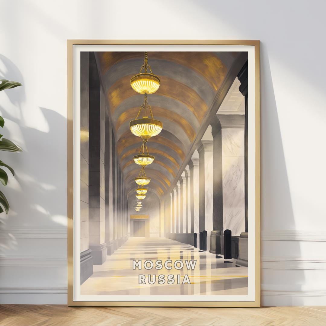 Moscow Underground Poster, Russia Metro Station Wall Art, Subway Print ...