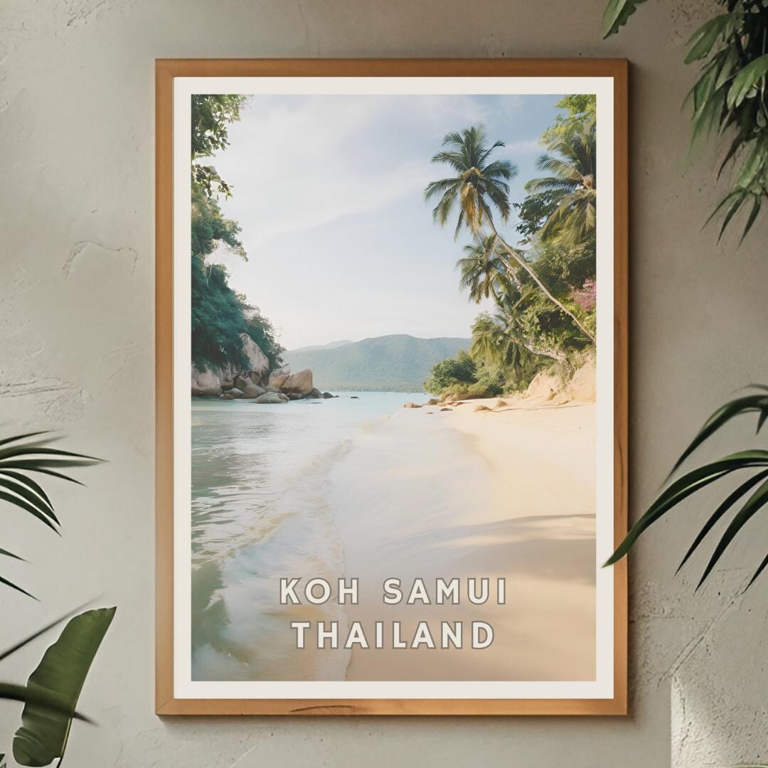 Koh Samui Thailand Poster, Tropical Beach Wall Art, Island Paradise ...