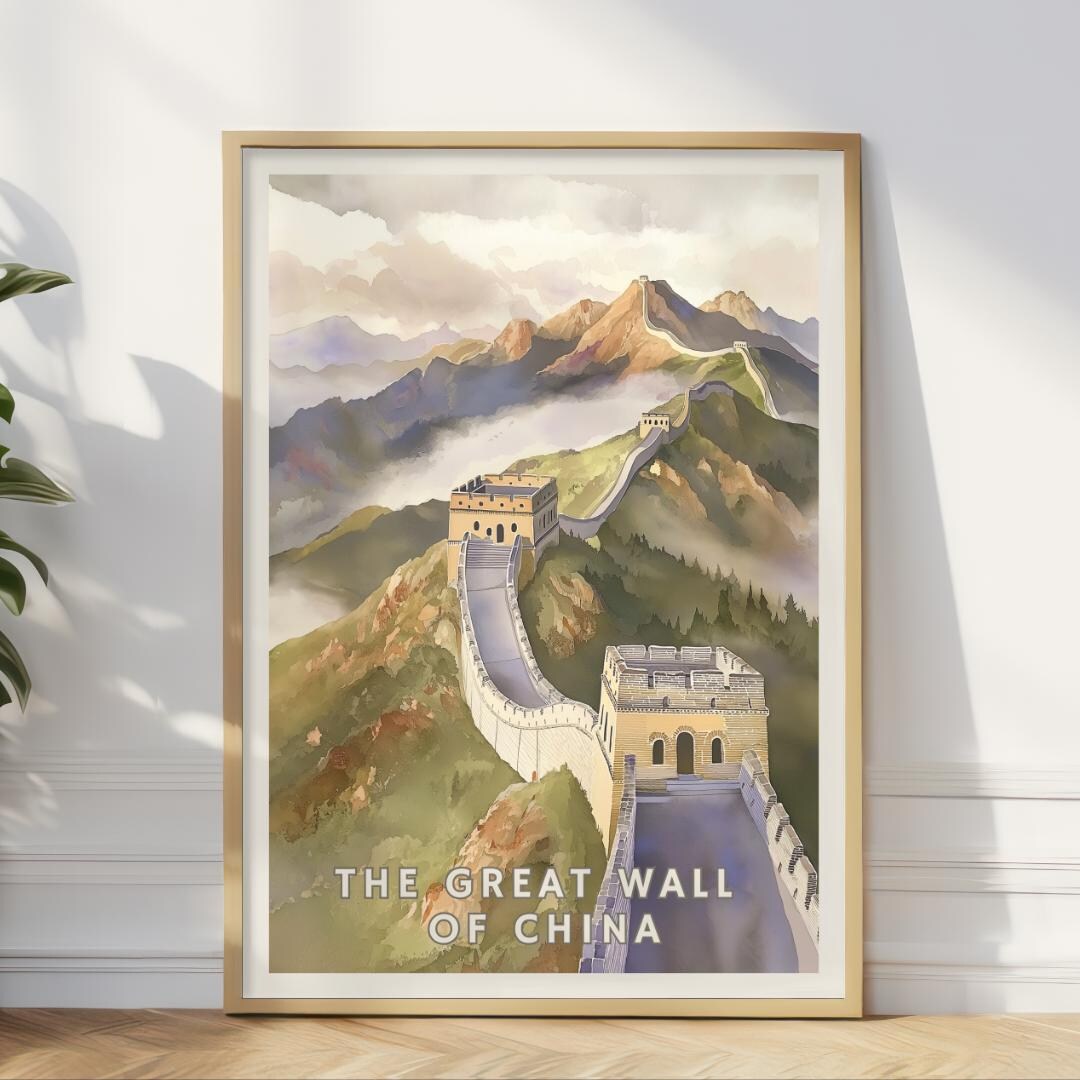 Great Wall of China Poster, Chinese Landscape Wall Art, Ancient China ...