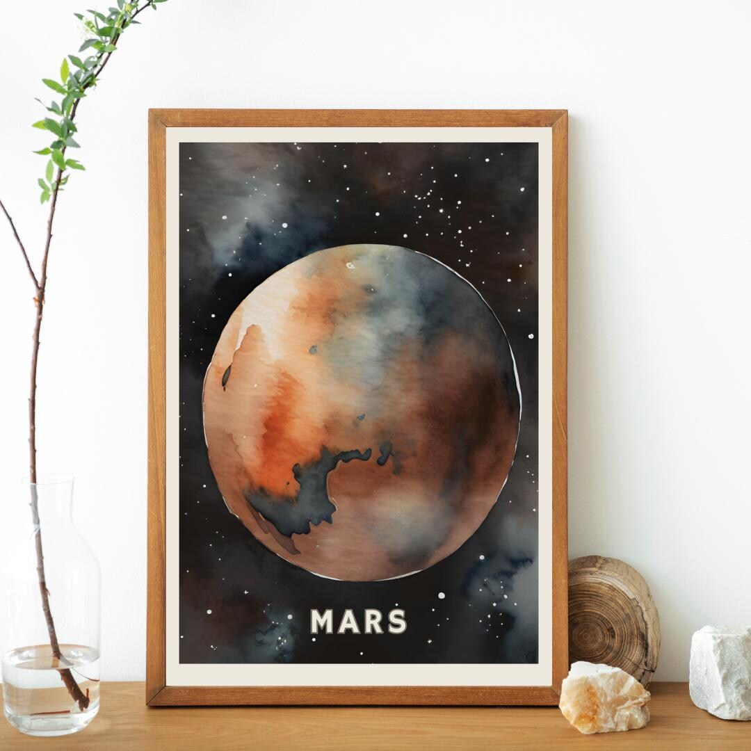 Mars Planet Space Poster, Astronomy, Art Print, Travel, Wall Decor ...