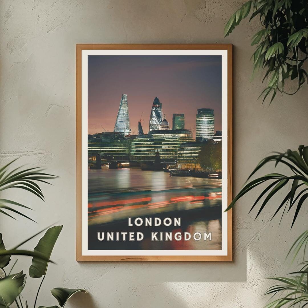 London England UK Poster, British City Skyline Wall Art, London ...