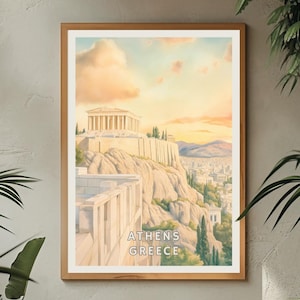 Athens Greece Travel Poster, Acropolis Art Print, Greek Philosophy ...