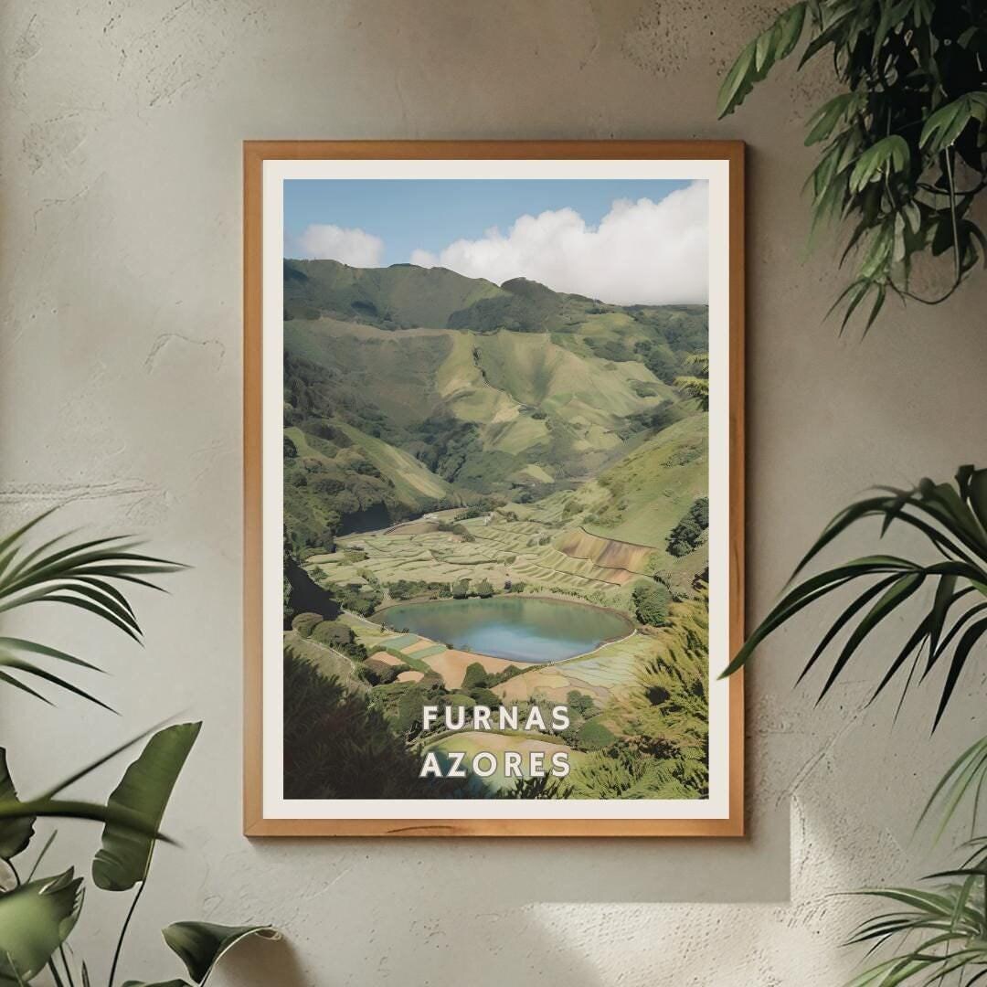 Furnas São Miguel Island Azores Poster, Portuguese Nature Home Decor ...