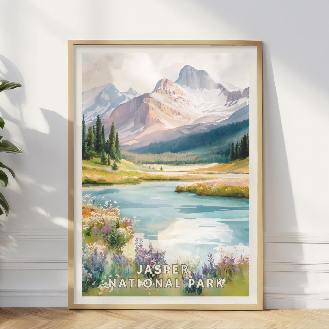 Jasper National Park Poster, Canada Mountain Landscape Wall Art, Scenic ...