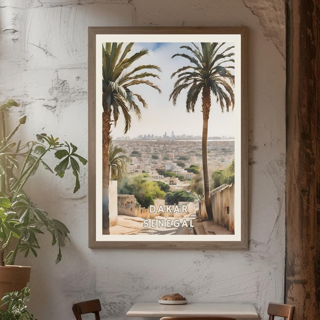 Dakar Senegal Poster, West Africa Wall Art, Dakar Skyline Print ...