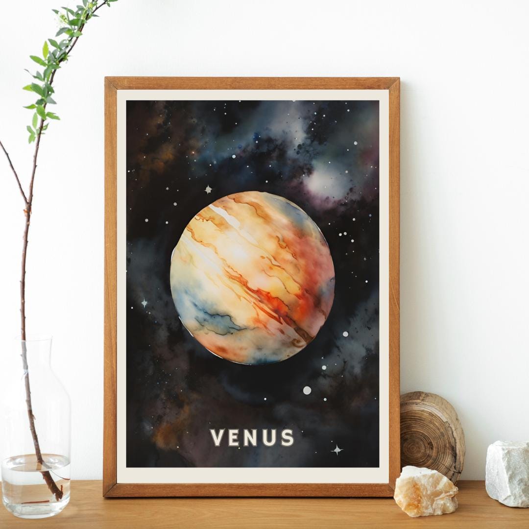 Venus Planet Space Poster, Astronomy, Art Print, Travel, Wall Decor ...
