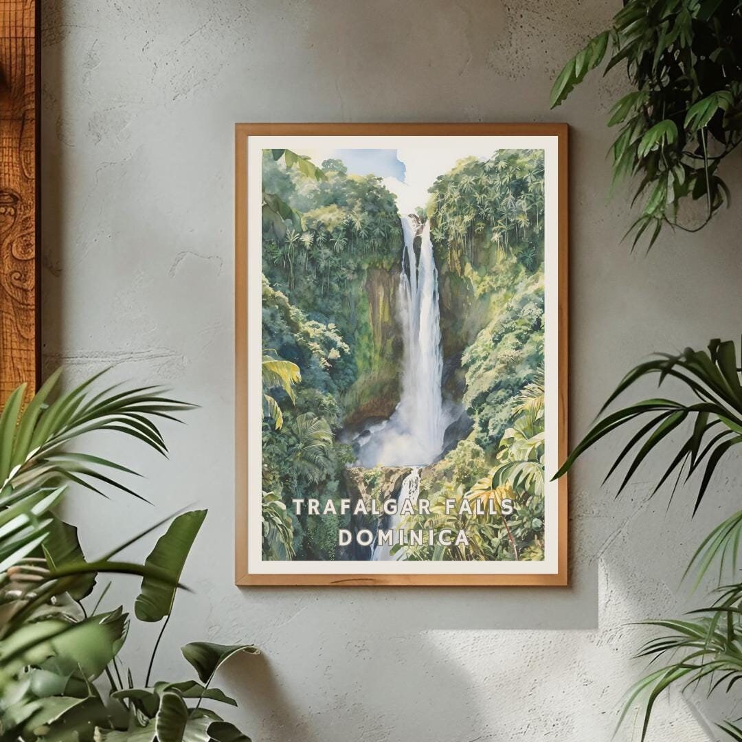 Trafalgar Falls Dominica Poster, Caribbean Waterfall Landscape, Nature ...