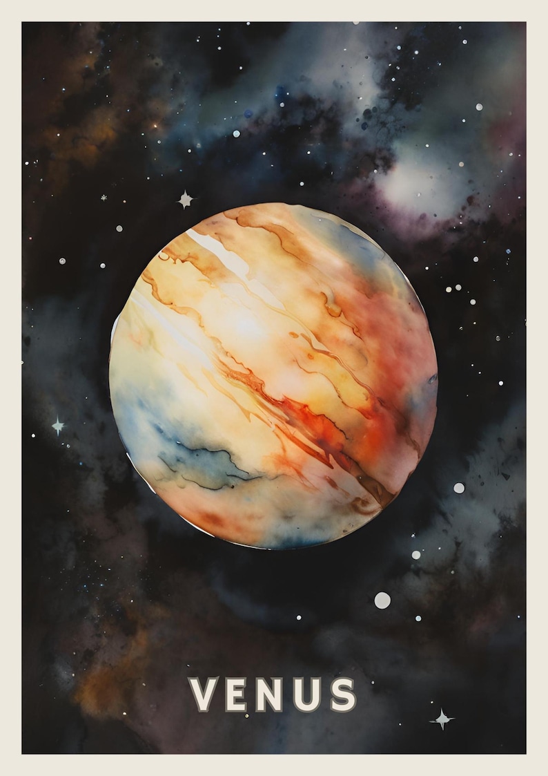 Venus Planet Space Poster, Astronomy, Art Print, Travel, Wall Decor ...