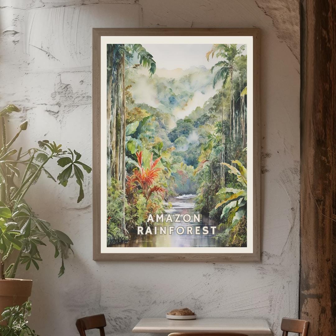 Amazon Rainforest Poster, Tropical Jungle Art, Green Wall Decor, Nature ...