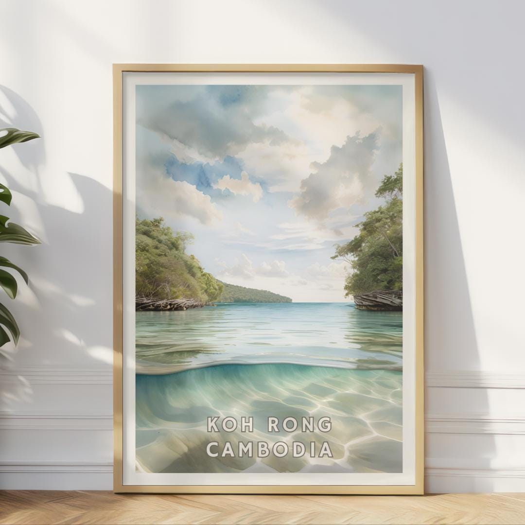 Koh Rong Cambodia Poster, Tropical Island Wall Art, Crystal Clear Water ...