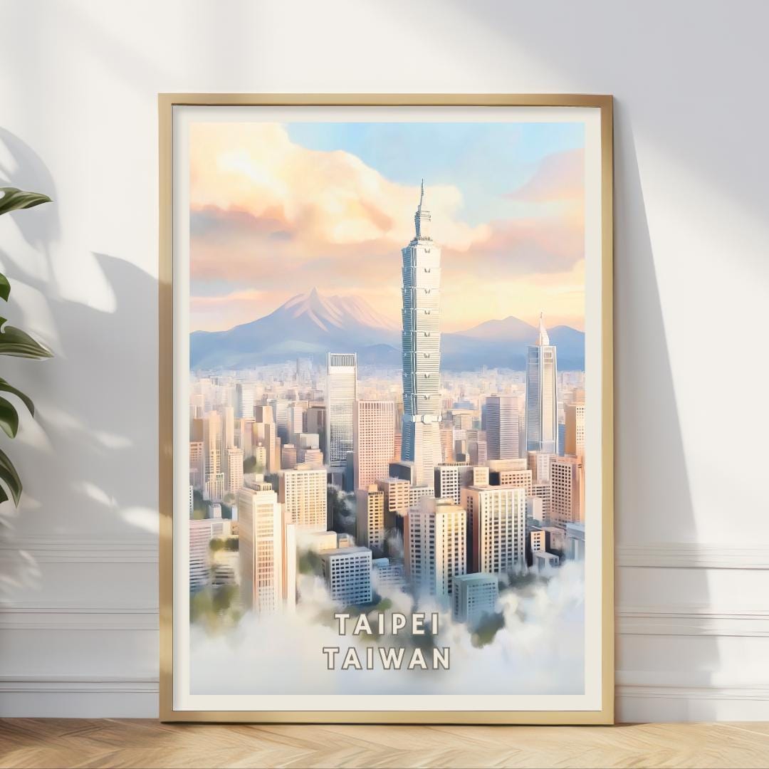 Taipei Taiwan Poster, East Asia Taiwan Travel Print, Taiwanese Decor ...