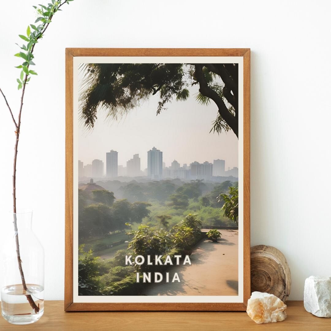 Kolkata India Poster, City Skyline Print, Kolkata Nature Art, Urban ...