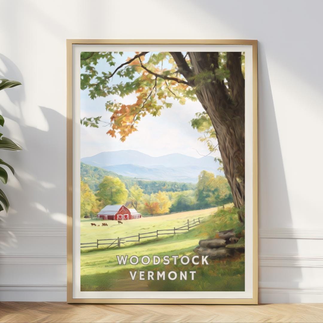 Woodstock Vermont Poster: Autumn Barn Landscape Art - Etsy