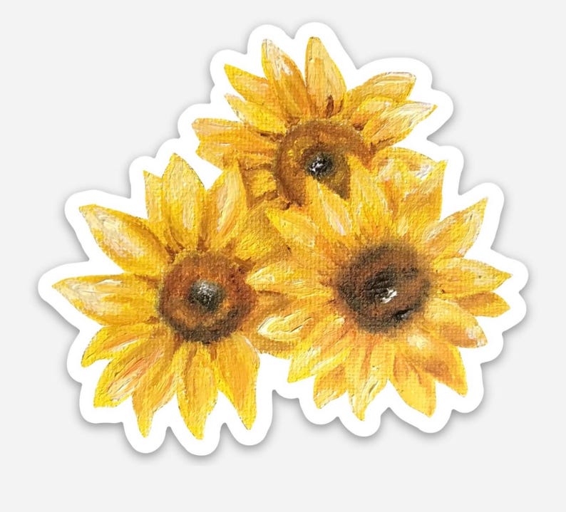Painted Sunflower Sticker - Etsy