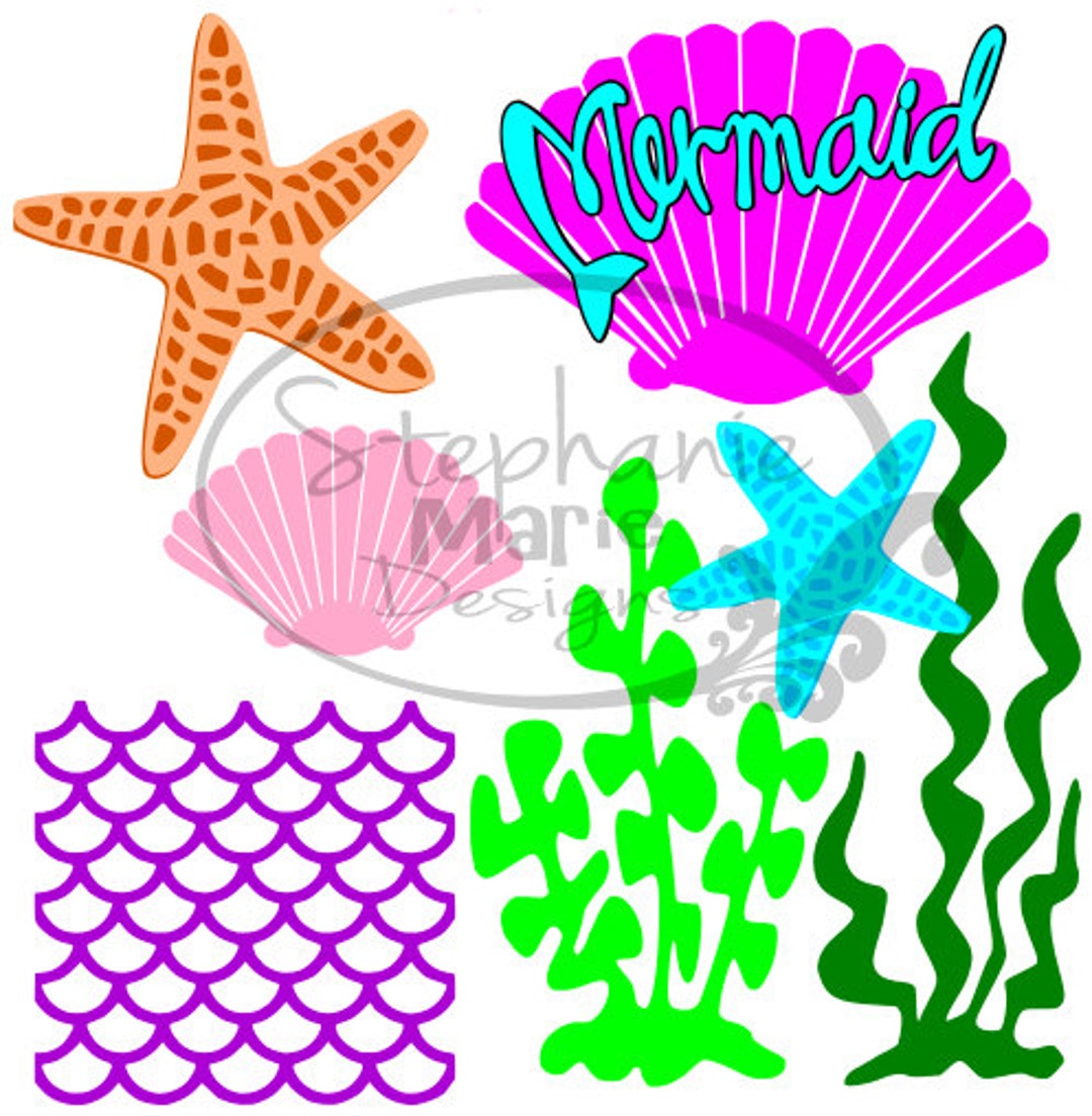 Mermaid Collection-svg Cut File for Use With Silhouette Studio Design ...