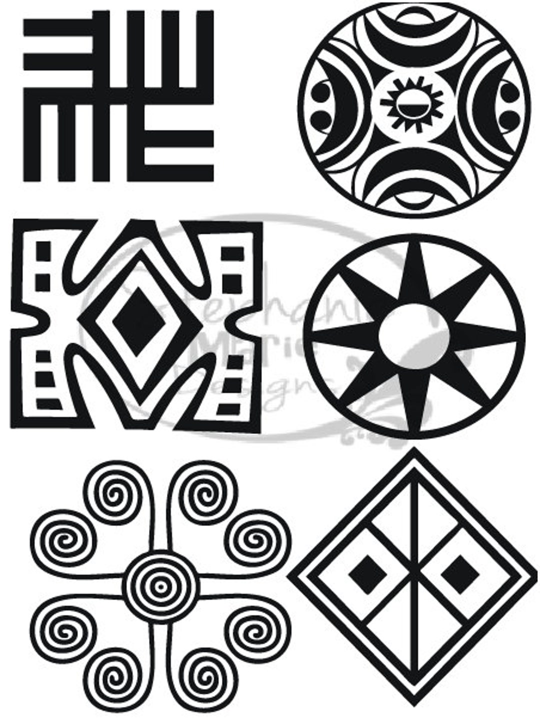 African Symbols-svg Cut File for Use With Silhouette Studio Design ...