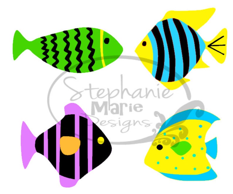 Tropical Fish-svg Cut File-use With Silhouette Studio Design | Etsy