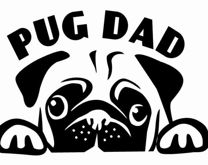 Pug Dad Peeking Dog-svg Cut File-use With Silhouette Studio - Etsy