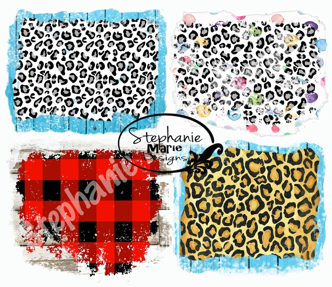 Buffalo Plaid, Leopard, Tiger, Grunge Backgrounds, 4 Different Designs ...