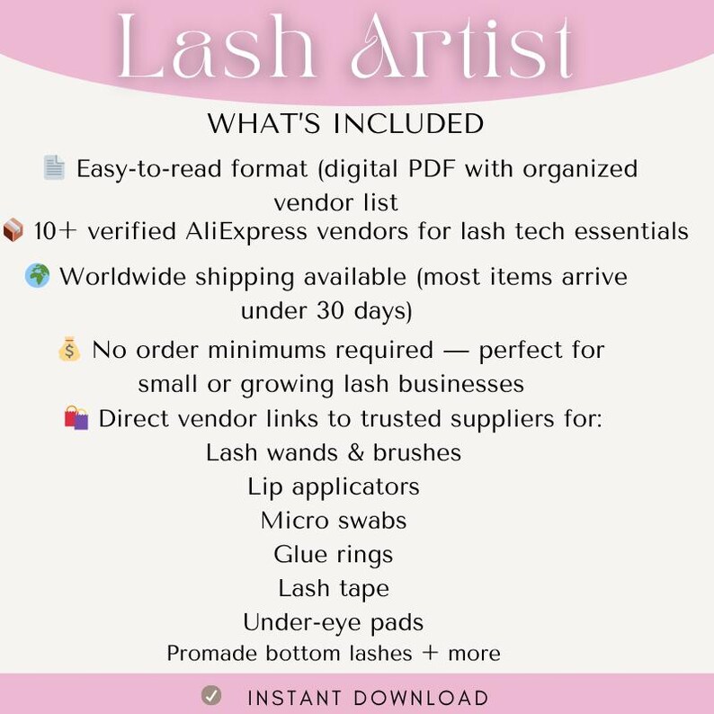 Aliexpress Lash Vendor List PDF | Wholesale Lash Tech Disposables ...