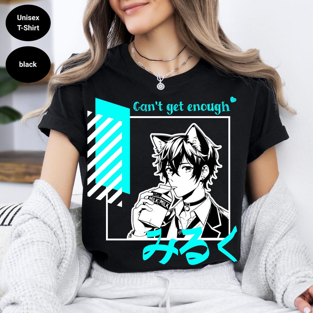 Catboy "can't Get Enough Milk" Anime T-shirt | Cute Femboy Shirt ...