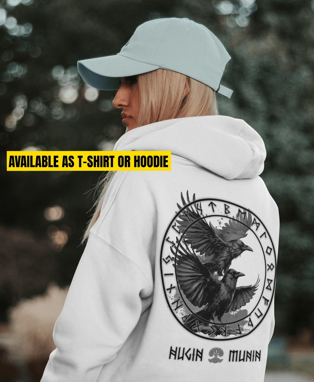 Vegvisir Hugin & Munin T-shirt Hoodie Viking Compass Runic Script With ...