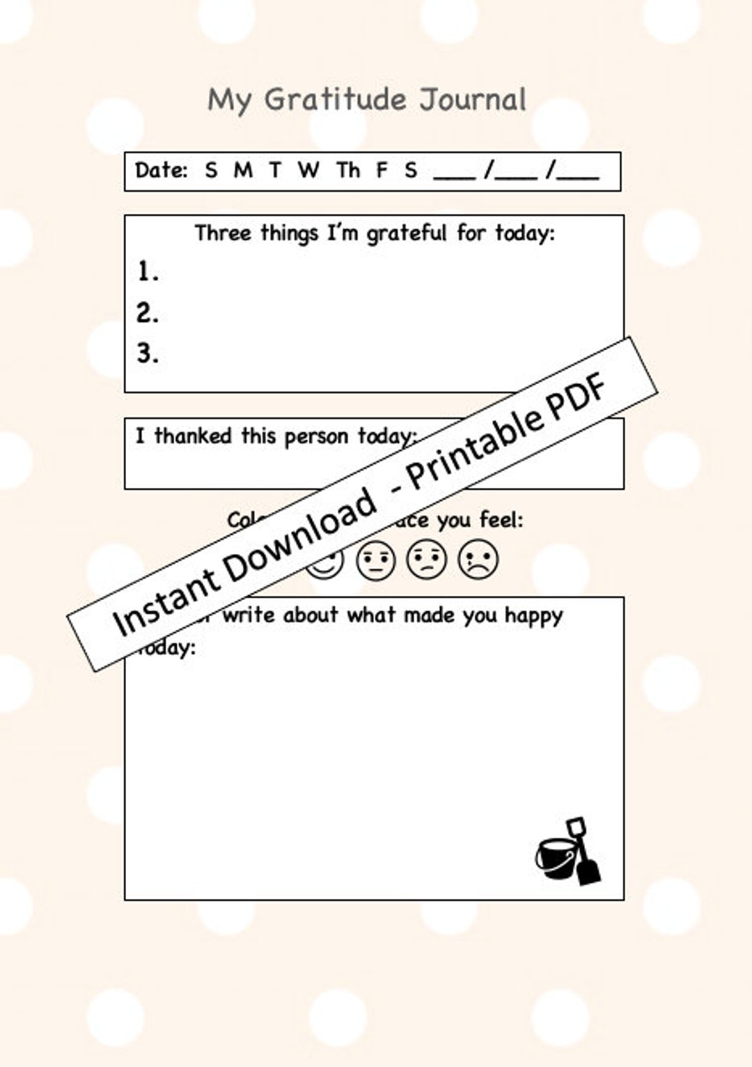 Children's Gratitude Journal Log - Instant Download Printable - Etsy