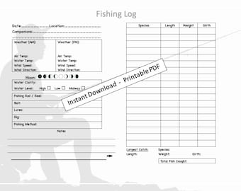FISHING LOG PRINTABLE Fishing Trip Log Simple Fishing Log Fishing ...