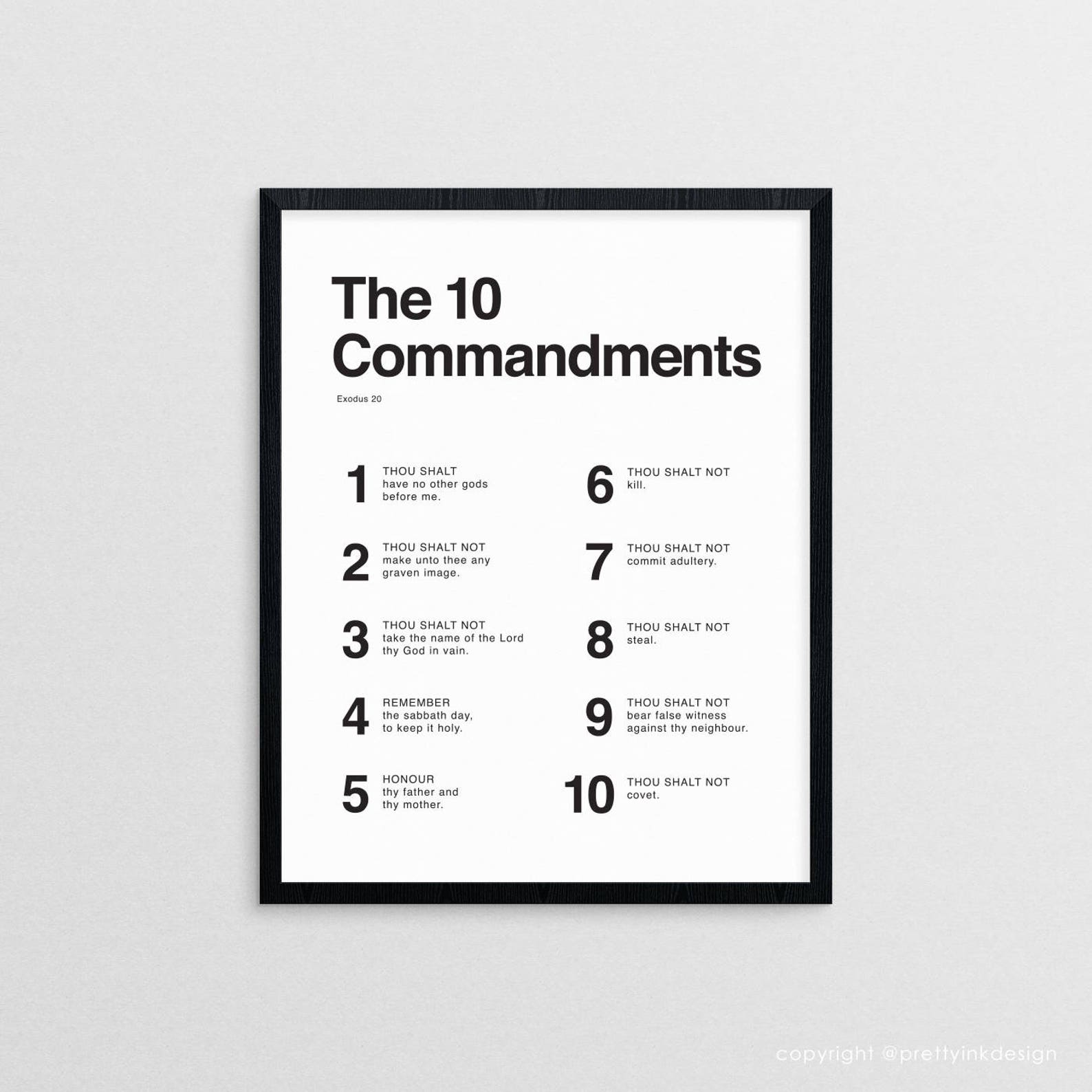 The 10 Commandments Print Yourself DIY Christian Religious Modern Art ...