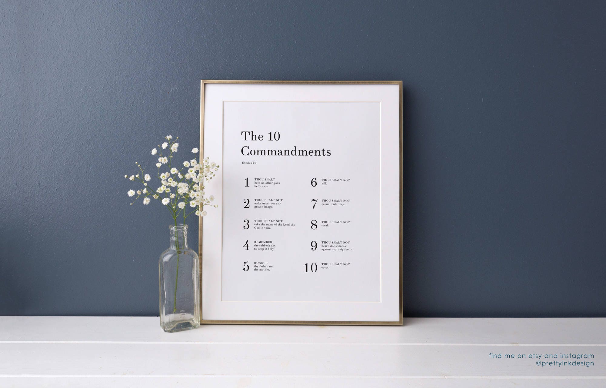 The 10 Commandments Traditional Print Yourself DIY Christian Religious ...