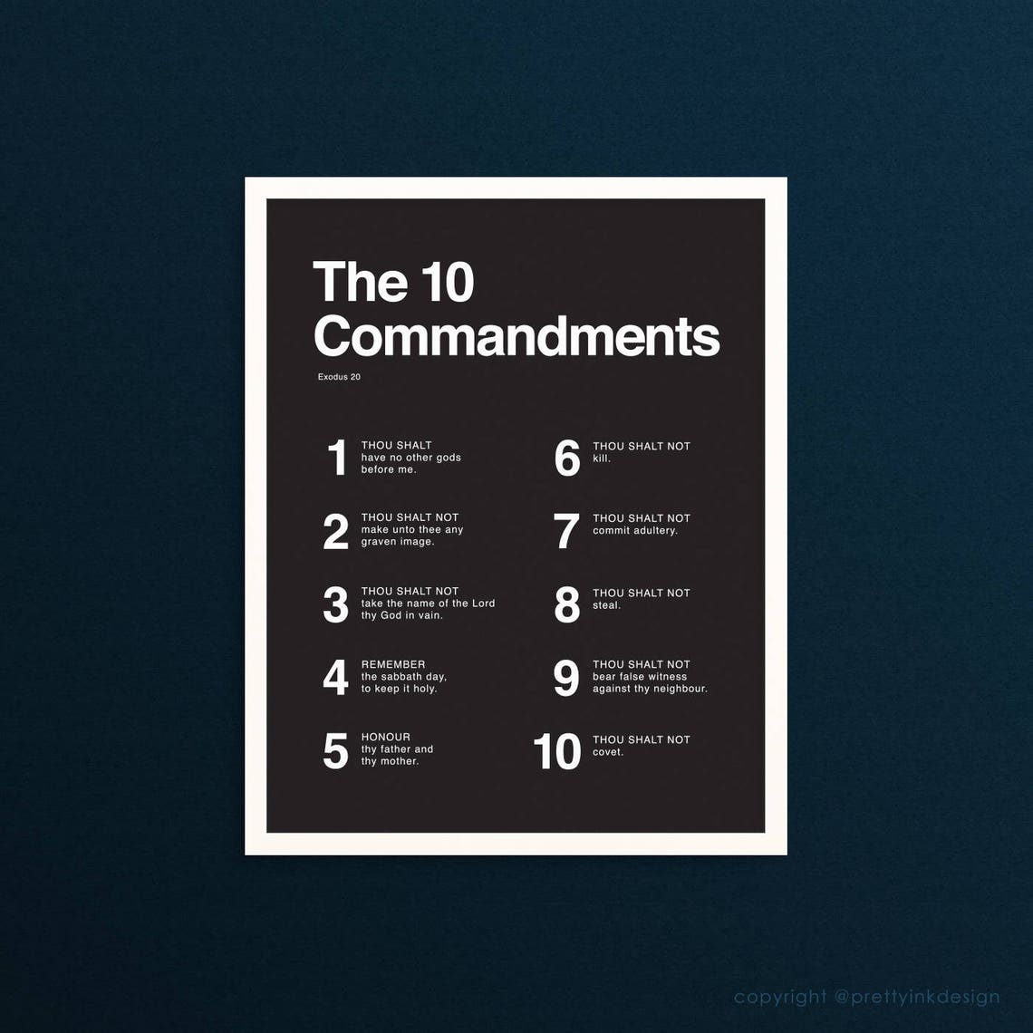 The 10 Commandments Print Yourself DIY Christian Religious Modern Art ...