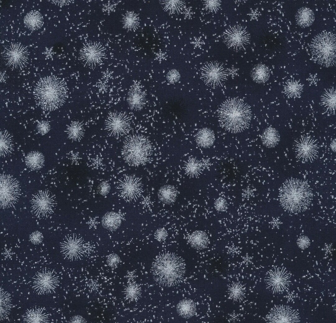 Stof Star Sprinkle Stardust Blue Silver Cotton Fabric by the Yard - Etsy