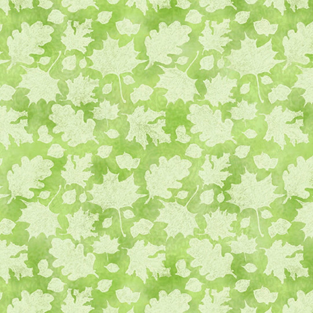 Blank Quilting Golden Days Tossed Tonal Leaves Lt Green Cotton Fabric ...