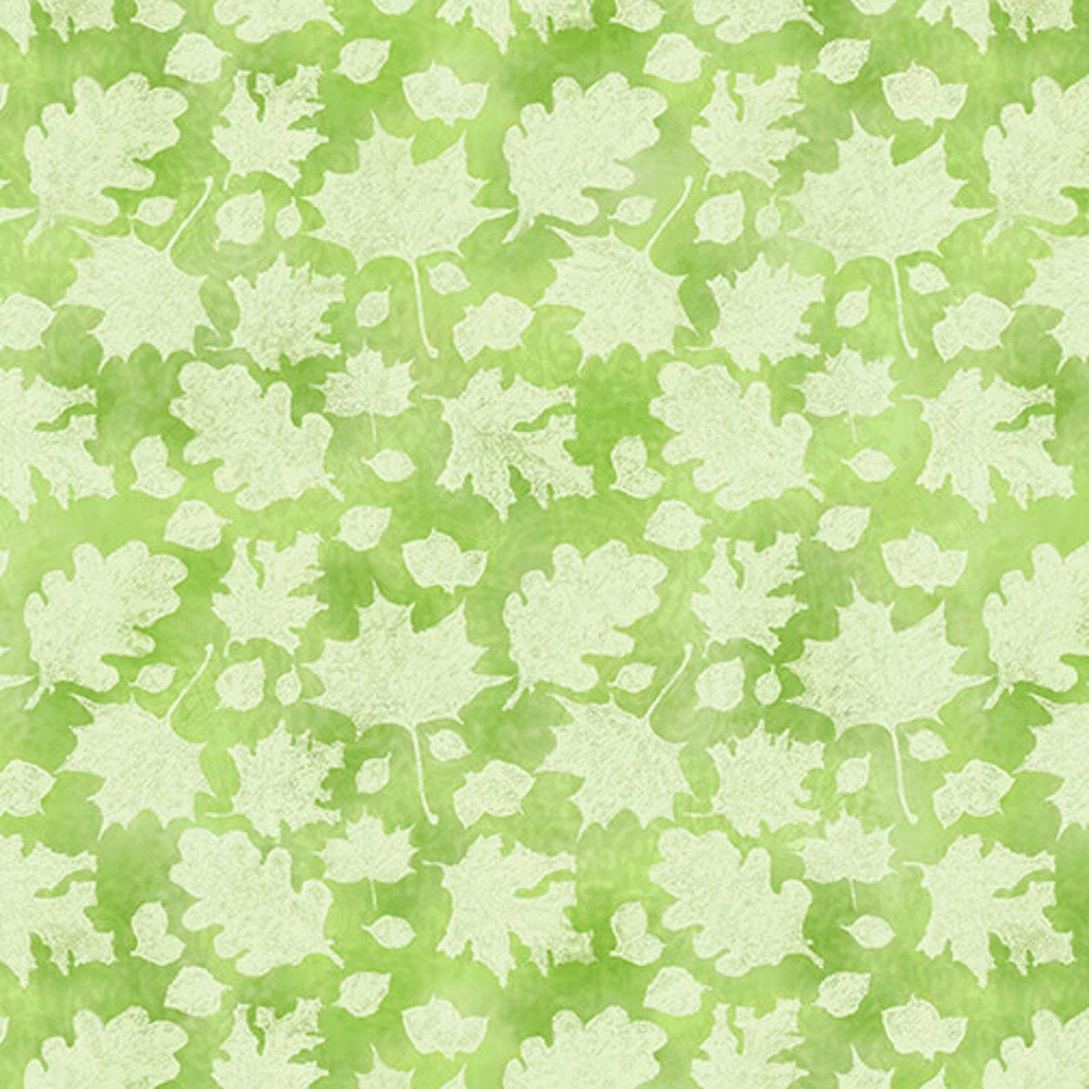 Blank Quilting Golden Days Tossed Tonal Leaves Lt Green Cotton Fabric ...