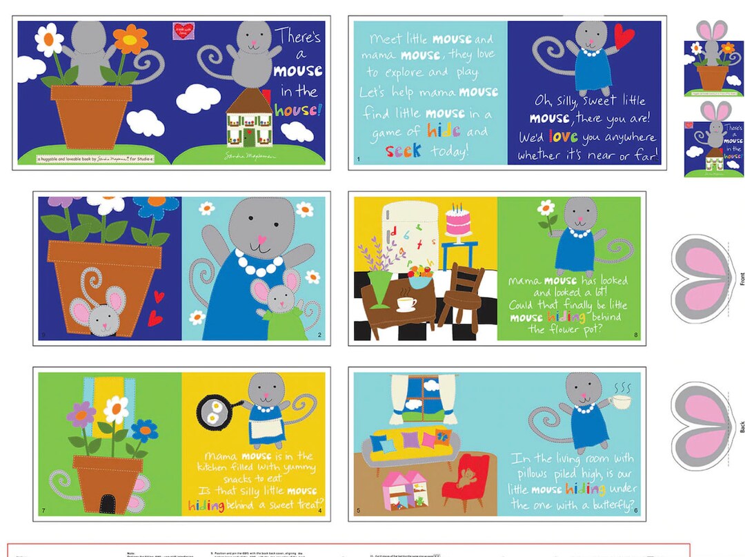 Studio E Huggable & Loveable Mouse in the House Fabric by Panel - Etsy