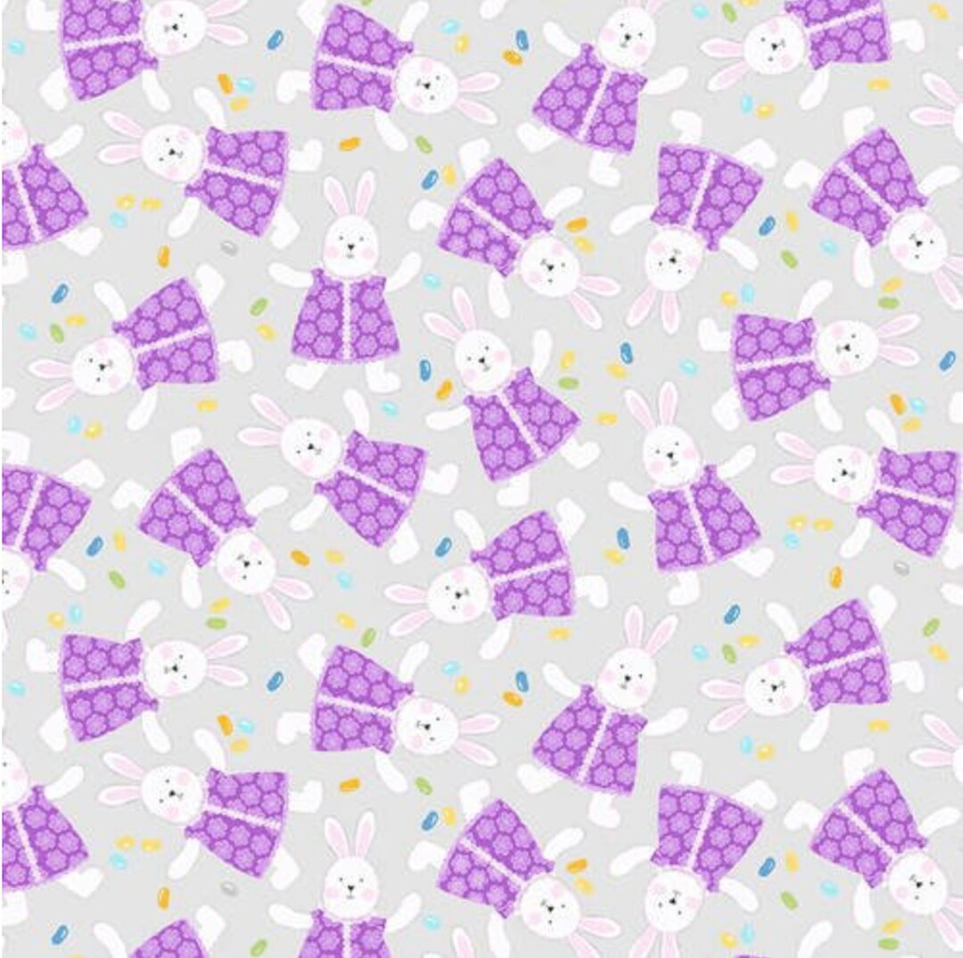 Studio E Color Happy Spring Tossed Bunnies Multi Cotton Fabric by Yard ...