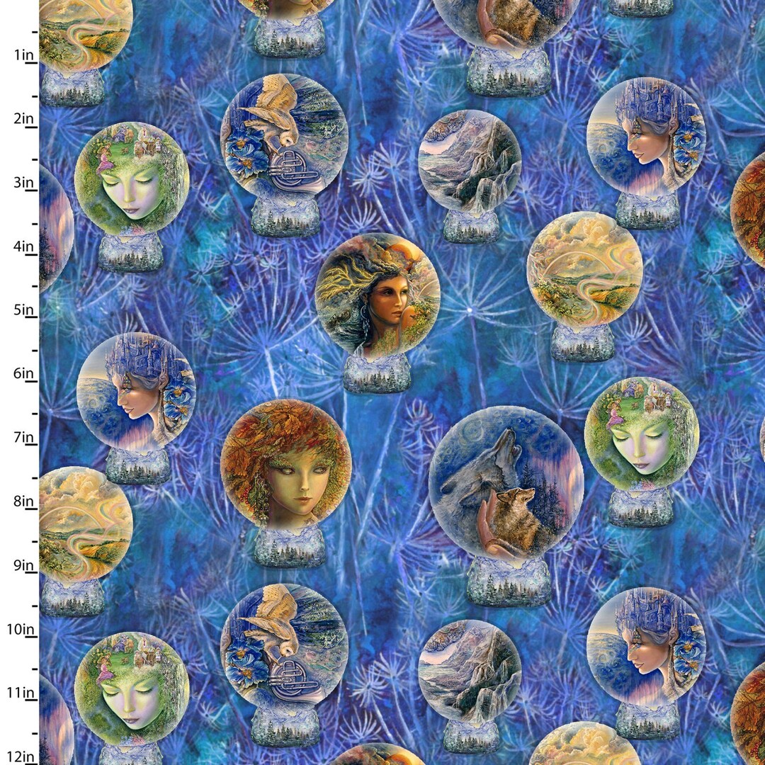 3 Wishes Power of the Elements Snow Globes Multi Cotton Fabric by Yard ...