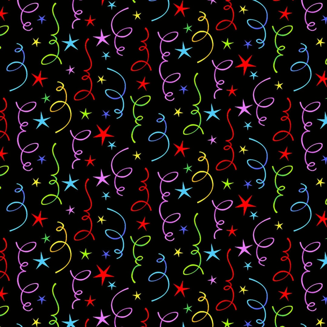 Studio E Party Time Confetti Black Cotton Fabric by the Yard - Etsy