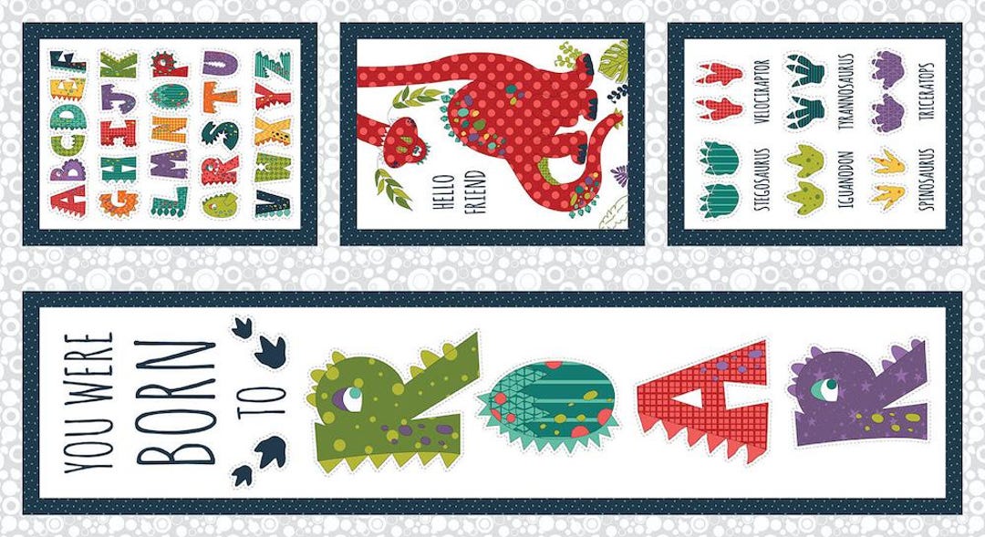 Henry Glass Born to Roar 24" Block Panel Cotton Fabric by the Panel - Etsy