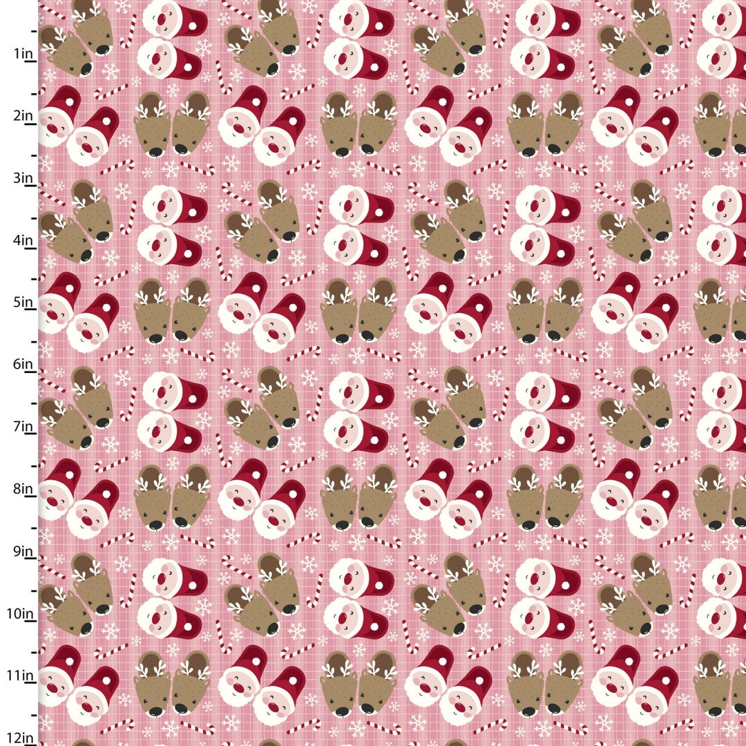 3 Wishes Snow & Hot Cocoa Slipper Buddies Pink Cotton Fabric by Yard - Etsy