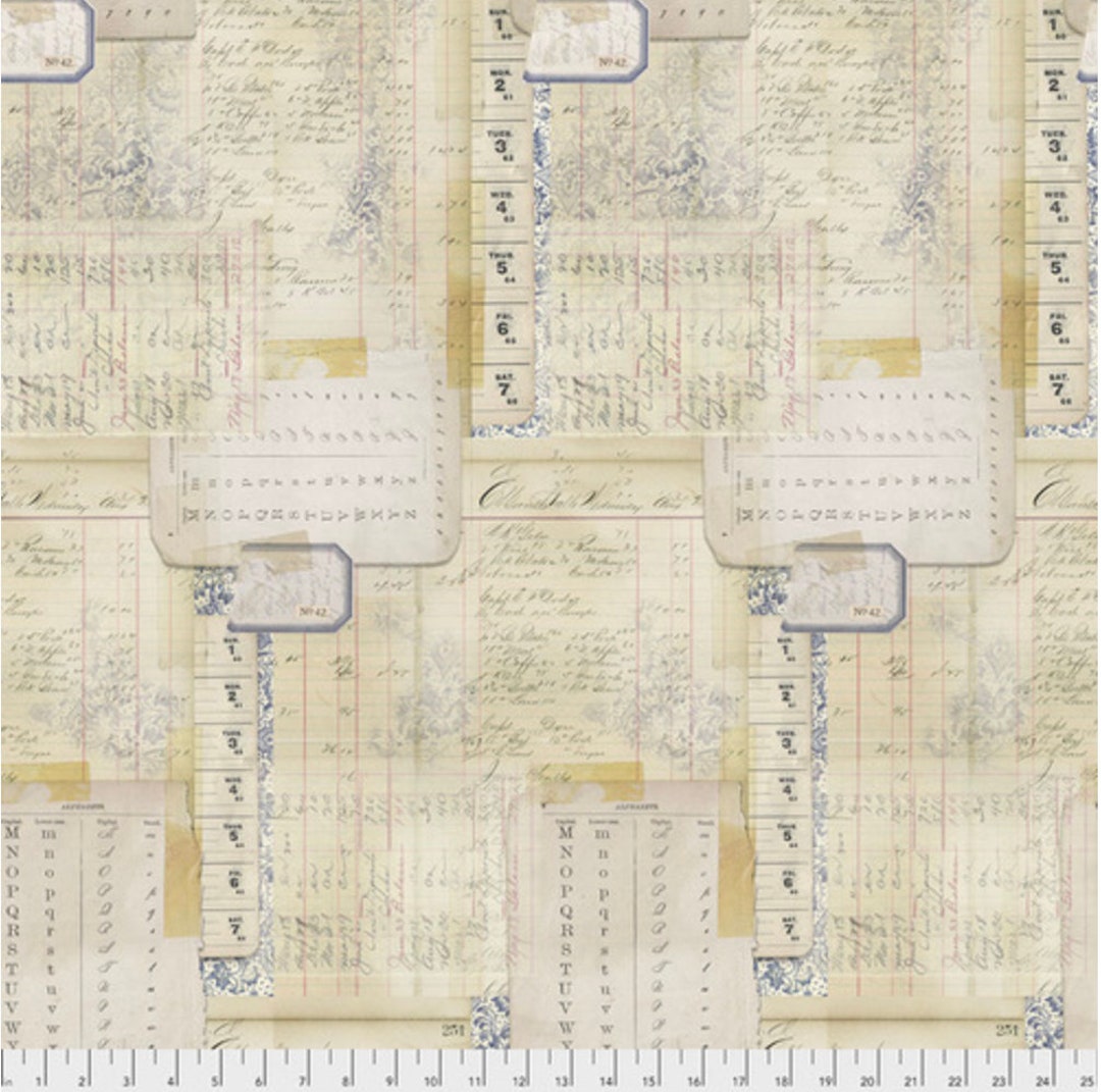 Tim Holtz Foundations Calendar Multi Cotton Fabric by the Yard - Etsy