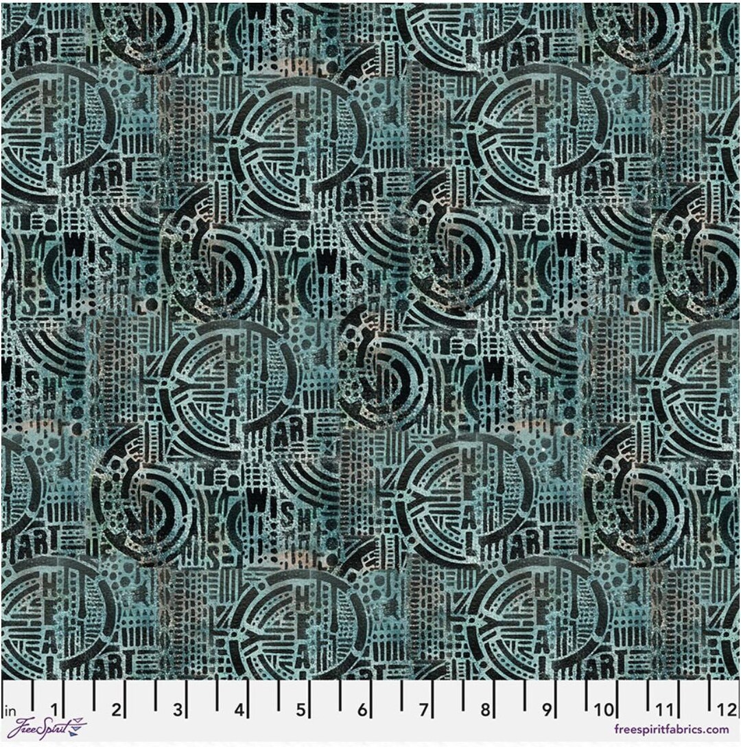 Free Spirit Seth Apter Storyboad Wish Verdigris Cotton Fabric by Yd - Etsy