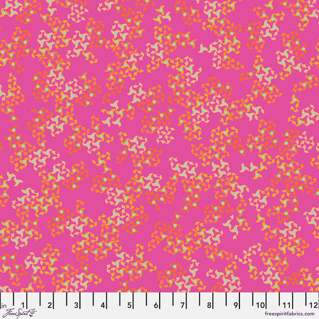 Victoria Findlay Wolfe Next Door Garden Meander Pink Cotton Fabric by ...